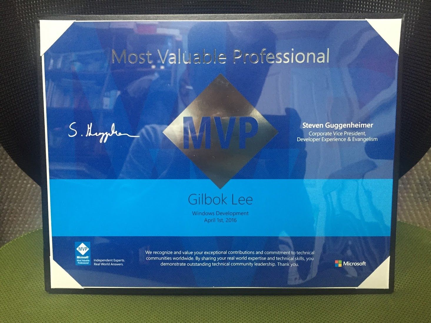 2016년도 Microsoft MVP에 선정되었습니다.